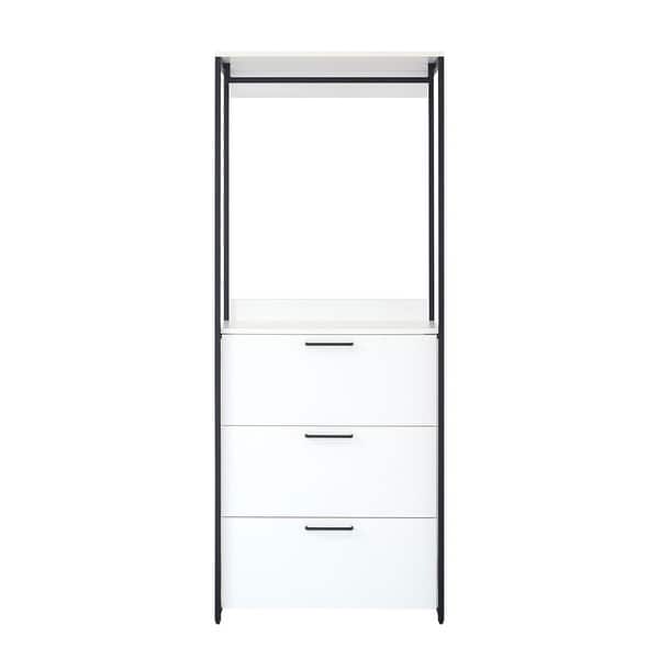 Fiona Wood and Metal Walk-in Closet with Three Drawers - Bed Bath ...