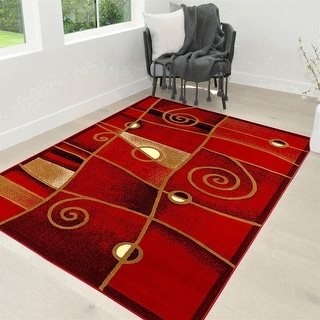 HR Red, Black, Mocha and Multi Modern Contemporary Area Rugs-Abstract ...