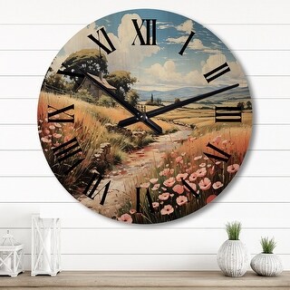 Designart "Farm Fauvist Fields I" Farm Oversized Wood Wall Clock - Bed ...
