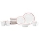 Bistro Red Rim Porcelain 16 Piece Dinnerware Set, Service For 4 - Bed ...
