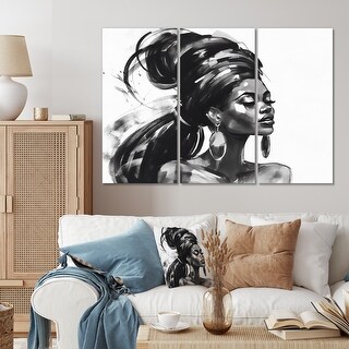Designart "African American Pierce Woman III" Portrait Canvas Print Set ...
