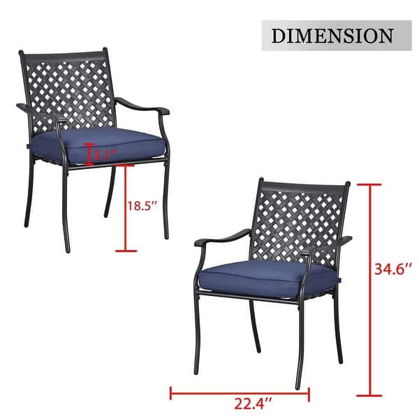4 Piece Outdoor Patio Metal Wrought Iron Dining Chair Set with Arms and ...
