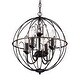 Antique Bronze 4-Light Globe Sphere Orb Cage Chandelier with Crystals ...