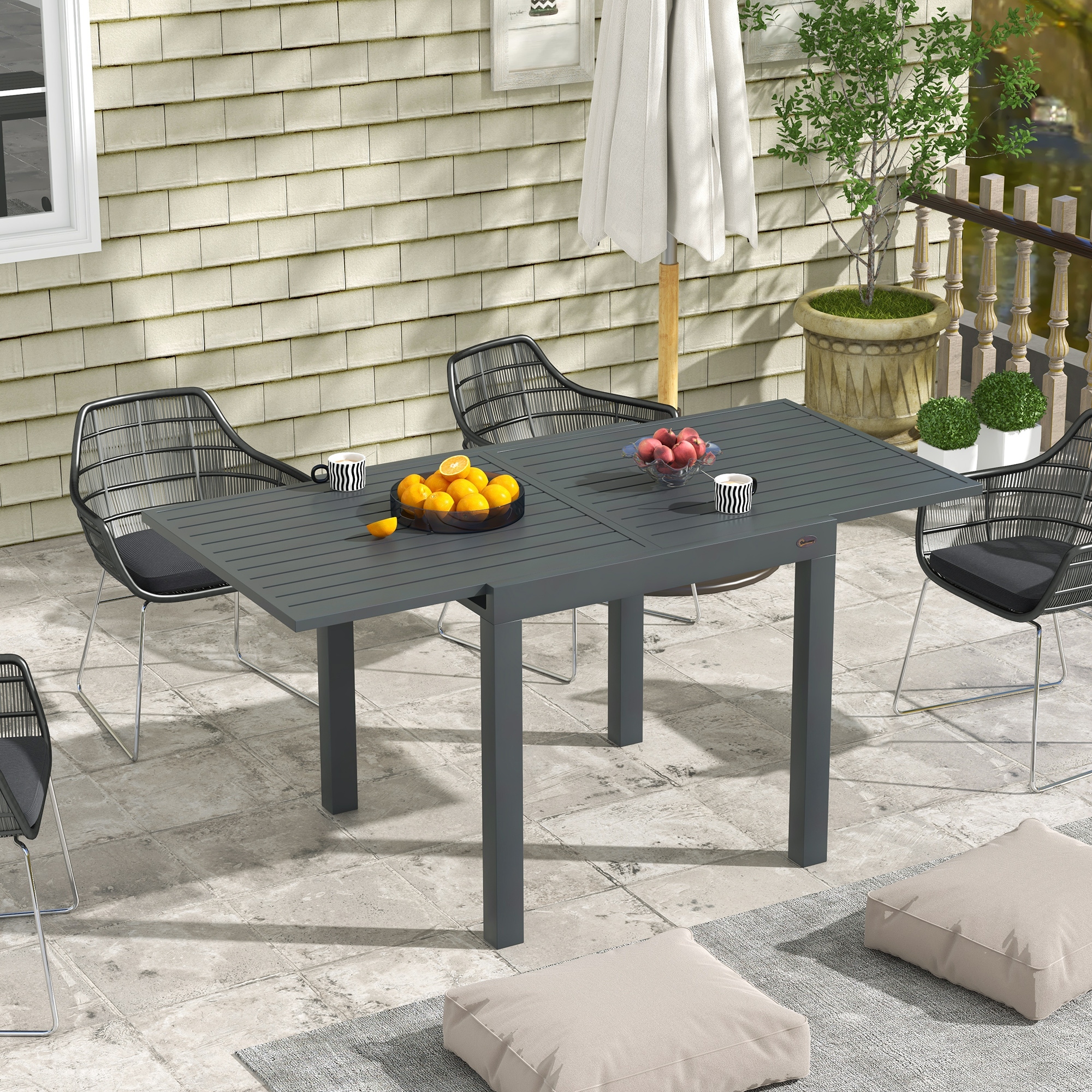 Extendable outdoor dining table aluminum store