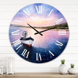 Designart 'Fishing Boat By The Shore During VIbrant Sunset' Lake House ...