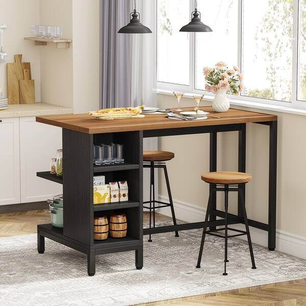 43" Wide Kitchen Island, Kitchen Counter Table with 5 Open Shelves ...