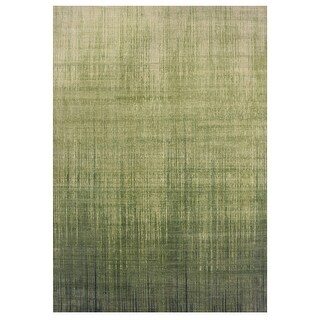 Shahbanu Rugs Herbal Green, Hand Knotted Vertical Ombre Design, Soft ...
