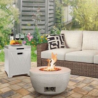 Concrete Propane Fire Pits Table With Assemblable Tank Cover, Texture ...