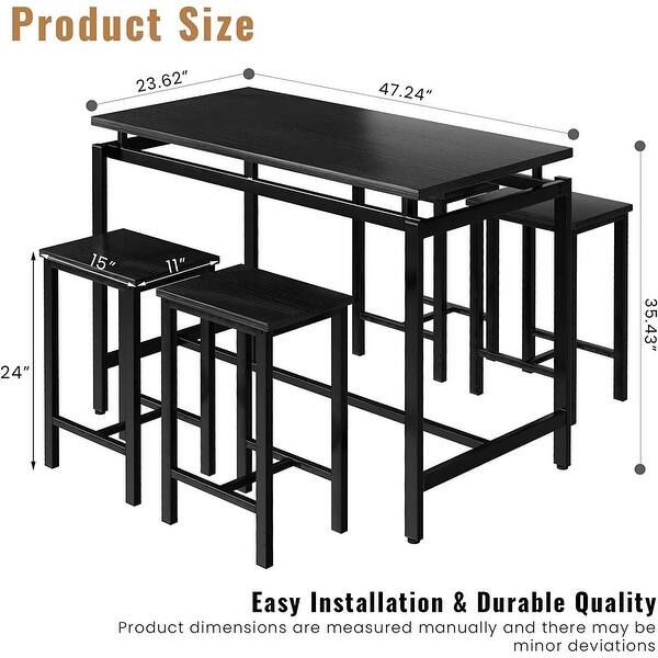 4 - Person Counter Height Dining Set with Wooden Panel and Metal Frame ...