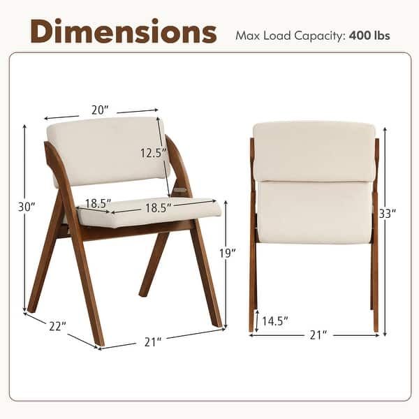 Gymax Set of 2 Dining Chairs Folding Kitchen Chair w/ Rubber Wood Legs ...