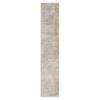 HomeRoots 2' X 8' Gray Damask Distressed Runner Rug - 2' x 6' Runner ...