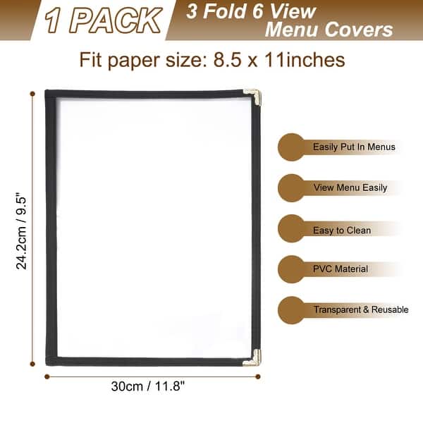 8.5x11 Restaurant Menu Covers 3 Fold 6 View Cafe Menus Folder Book ...