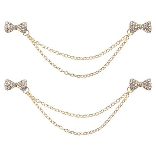 2pcs Bowtie Sweater Clips Retro Cardigan Collar Clips with Chain Gold ...