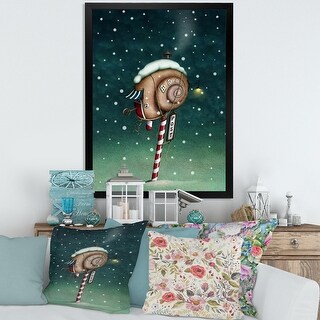 Designart "Christmas Snail Mail Box" Children's Art Framed Art Print ...