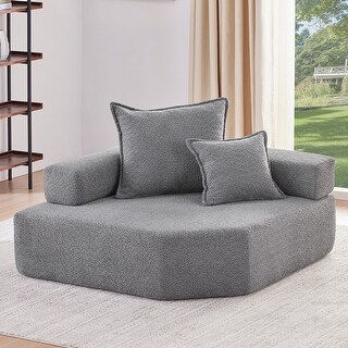 Artsy Boucle Floor Couch Set, Convertible Sleeper Couch, Spacious Foam ...