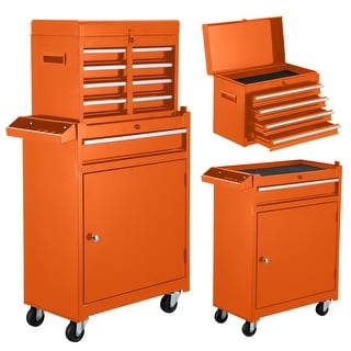 Large Tool Box,5 Drawer Rolling Tool Chest On Wheels with Top Chest ...