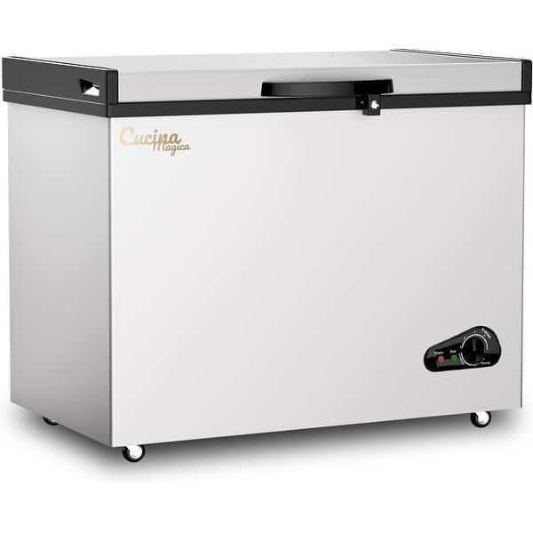 Silver Chest Freezer 10.0 Cu.ft with Removable Basket and Adjustable ...