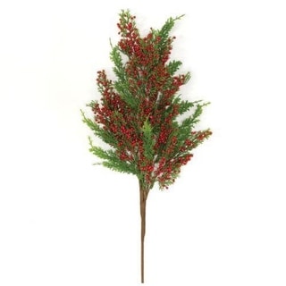 30" Merry Red Berries and Cedar Spray with Flexible Brown Wrapped Stem ...