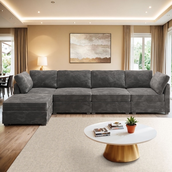 OVIOS Long Plush Deep Seat Indoor Sofa With Ottoman On Sale Bed Bath Beyond 41170207
