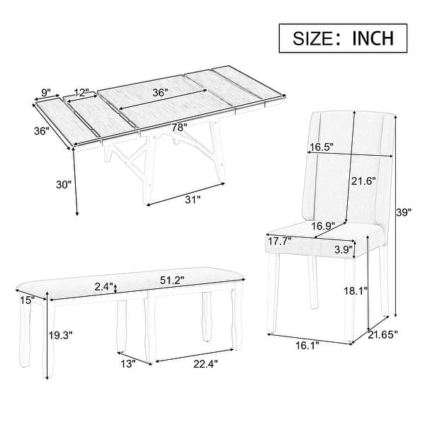 Classic & Generous Design Dining Table Setwith two 12"W Removable ...