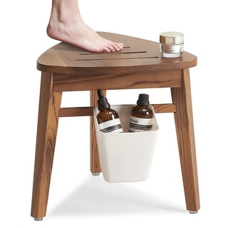 Utopia Alley Teak Shower Stool for Shaving, Teak Corner Shower Bench ...