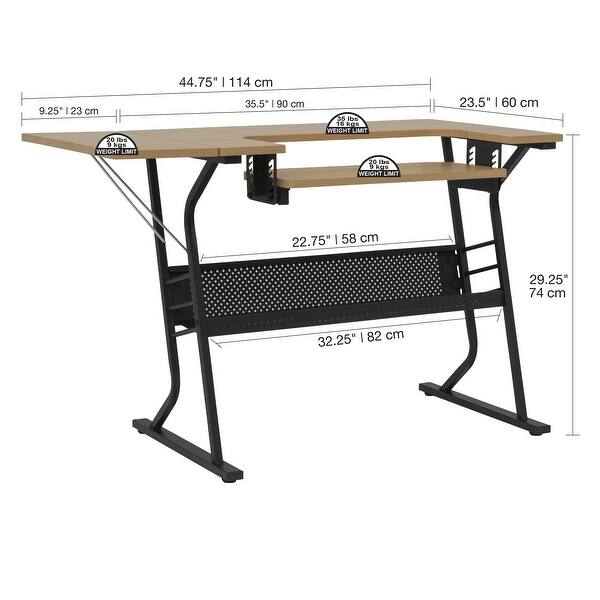 Eclipse Wood Top Sewing and Craft Table Maple and Black Finish - Bed ...
