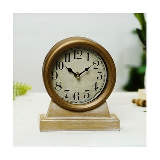 Metal Table Clock Round - Copper - (WxHxL): 7.50 x 8.25 x 3.00in - Bed ...