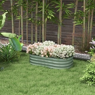 Outdoor Metal Green Elevated Planter Box Self-Draining Bed Galvanized ...