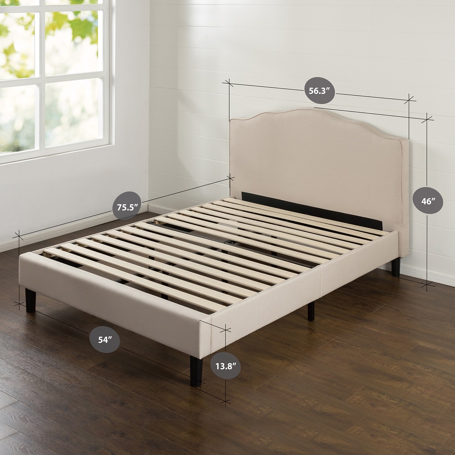Priage by ZINUS Taupe Scalloped Upholstered Platform Bed Frame Bed Bath Beyond 32162630