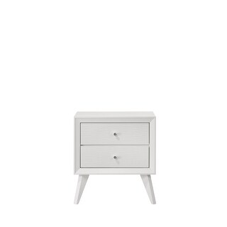 White Nightstand Sofa Side Table with Pull-out Drawers for Bedroom ...