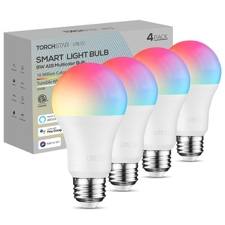 Smart A19 Light Bulbs, RGBCW Wi-Fi Color Changing Led Bulb - 4PACK ...