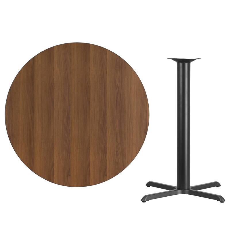 42'' Round Laminate Table Top with 33'' x 33'' Bar Height Table Base ...