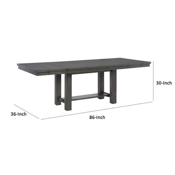 Ibis 62-86 Inch Extendable Dining Table, Rectangular Plank Top, Gray ...