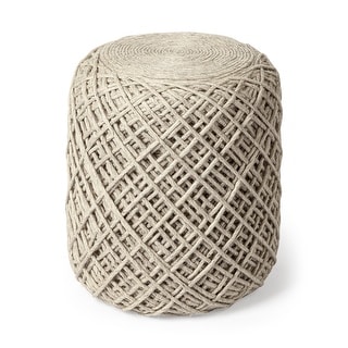 Mercana "Maya" Brown Striped Seagrass Round Coffee Table Pouf - Bed ...