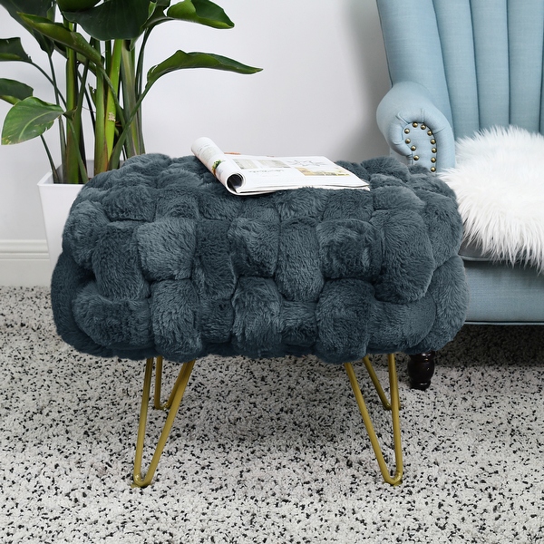 Soft Fauxfur Pouf Stool Ottoman Fuzzy Entryway Bench Seat 27 x20 x19 On Sale Bed Bath Beyond 36341201
