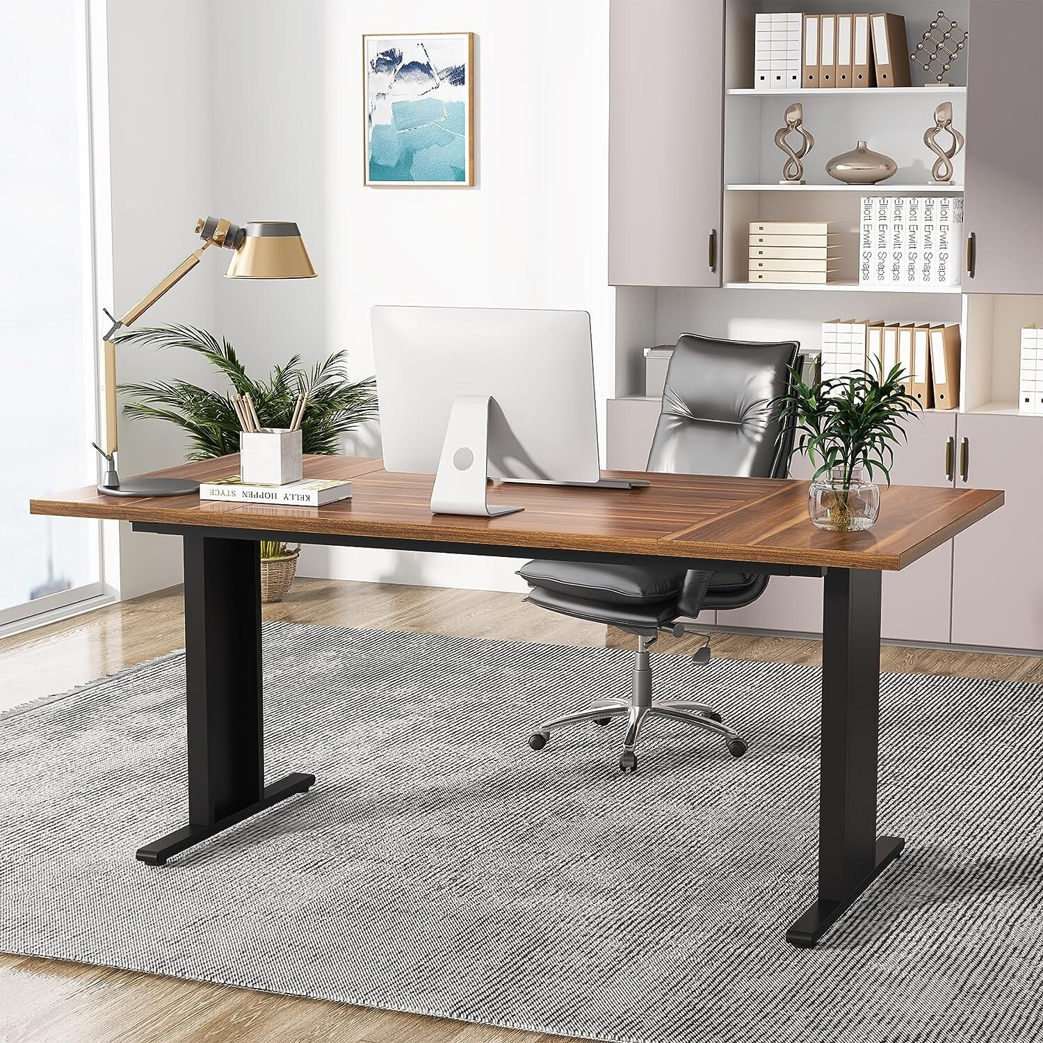 63 Inch Executive Desk Large Computer Office Desk with Heavy Duty Frame