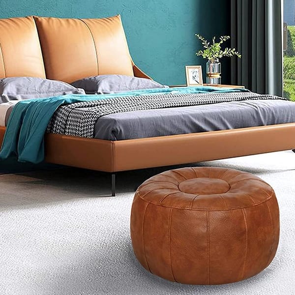 Handmade Round Pouf Foot Stool Ottoman - On Sale - Bed Bath & Beyond ...