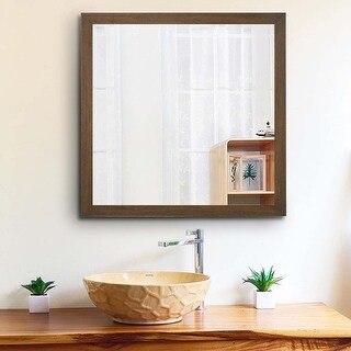 Transitional Style Wooden Frame Mirror with Grain Details, Brown - Bed ...