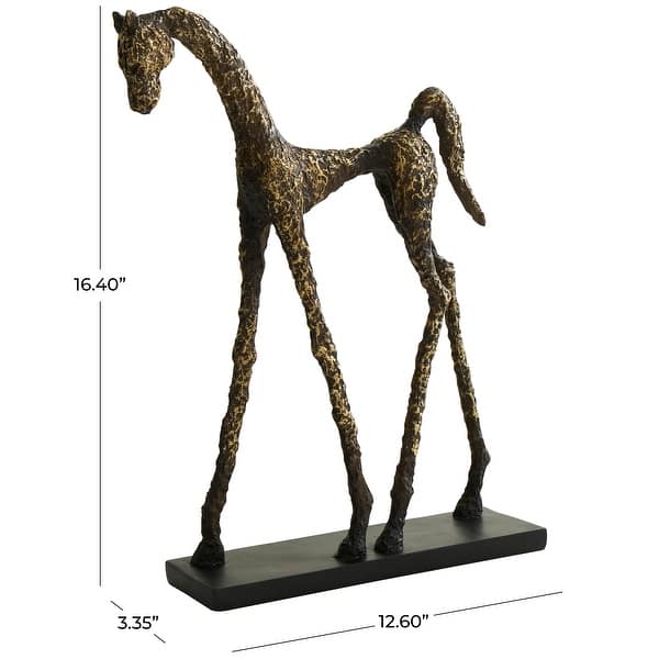 Bronze Polystone Textured Slim Frame Horse Sculpture with Silver or ...