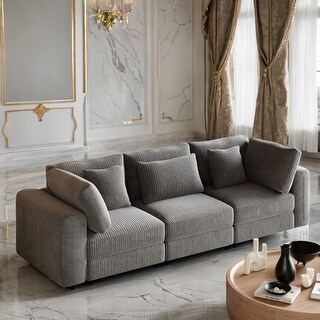 3 Seater Sofa with Removable Back Cushions and 5 Pillows, Spacious ...