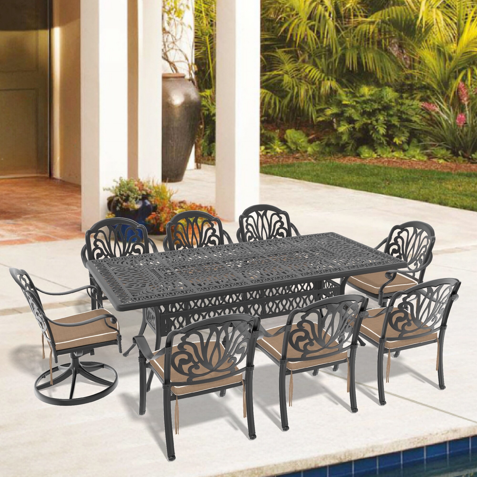 Black aluminium garden table store