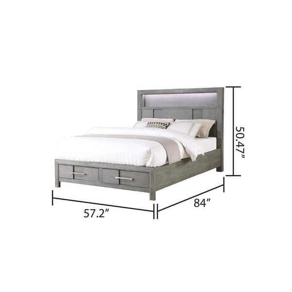 Kenzo Modern Style Full/Queen/King Bed Made with Wood & LED Headboard ...