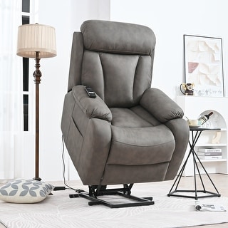 Electric Power Lift Fabric Recliner Chair, Side Pocket, Remote Control ...