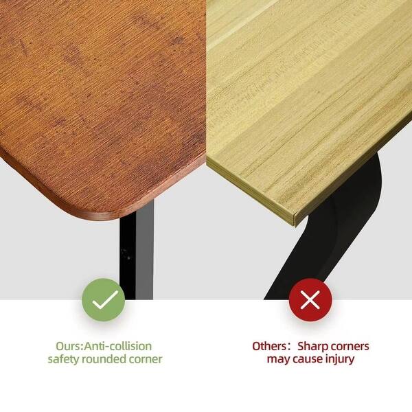 32'' Safety Rounded Corner Home Office Desk with Cable Trough and Under ...