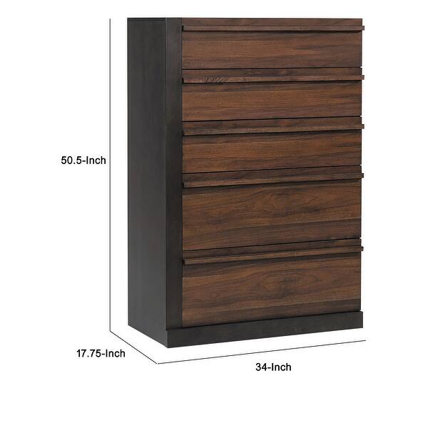 Ras 51 Inch 5 Drawer Tall Dresser Chest, Felt Lined Drawer, Walnut ...
