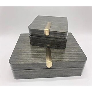 Set of 2 Gray and Gold Rectangular Storage Boxes 9" - Bed Bath & Beyond ...