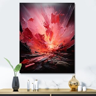 Designart "Fractured Ruby Explosion" Abstract Shapes Wall Art - Bed ...
