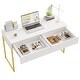 47''Elegant Fluted Computer Desks with 2 Drawers,Modern White Makeup ...