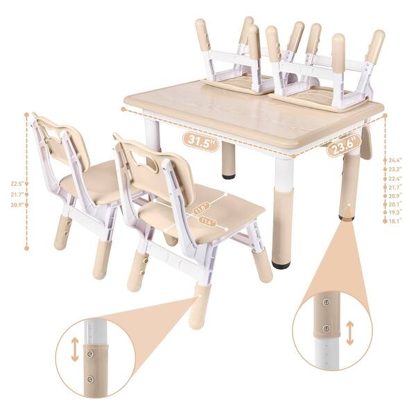 Height-Adjustable Kids Table and 4 Chairs Set, Toddler Table and Chair ...