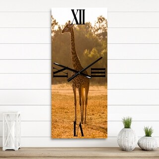 Designart 'African Giraffe In The Wild II' Farmhouse Large Wall Clock ...